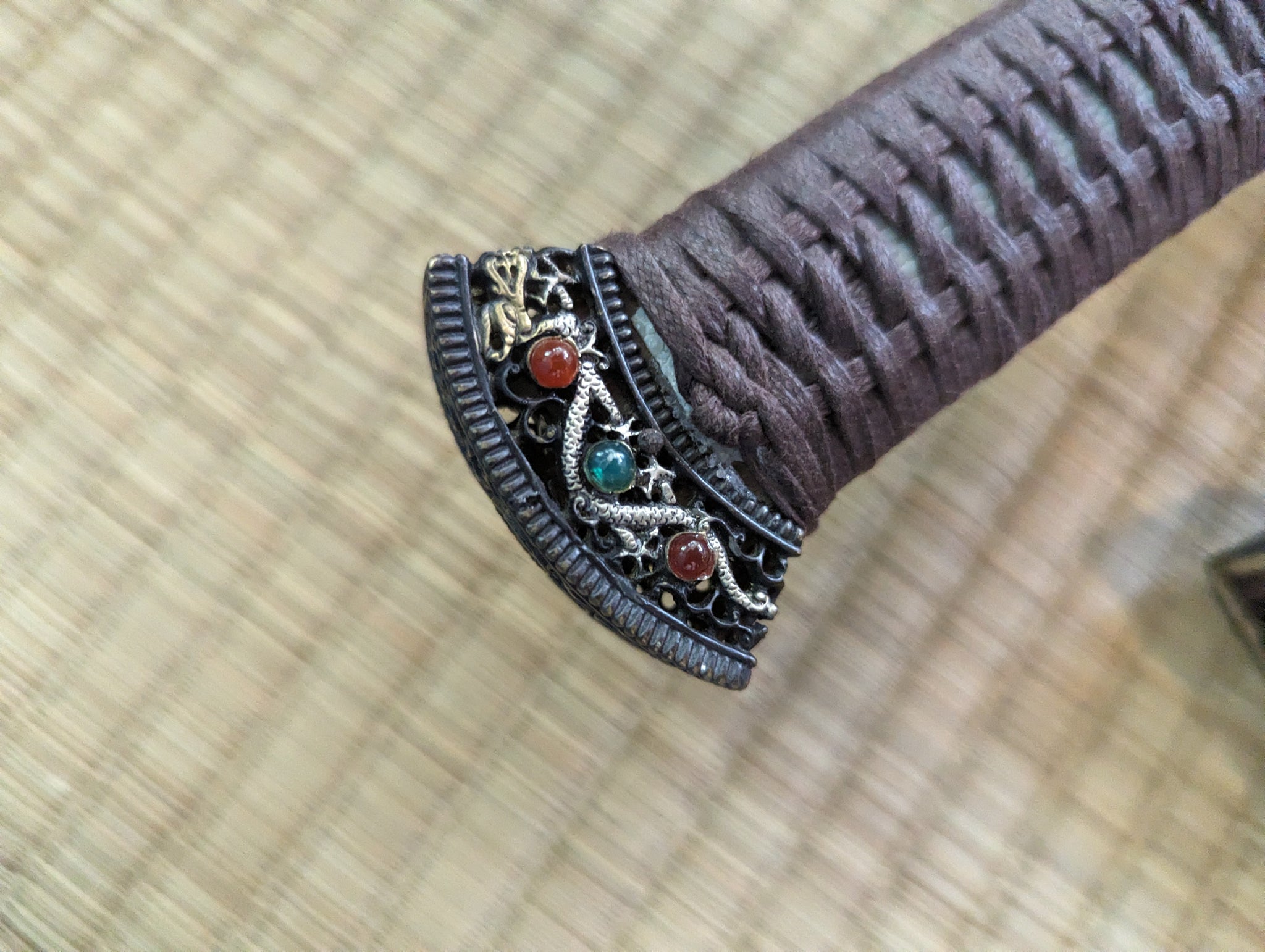 Ming Saber- Dragon Fittings, Clay Tempered Damascus Steel, rectangular ...