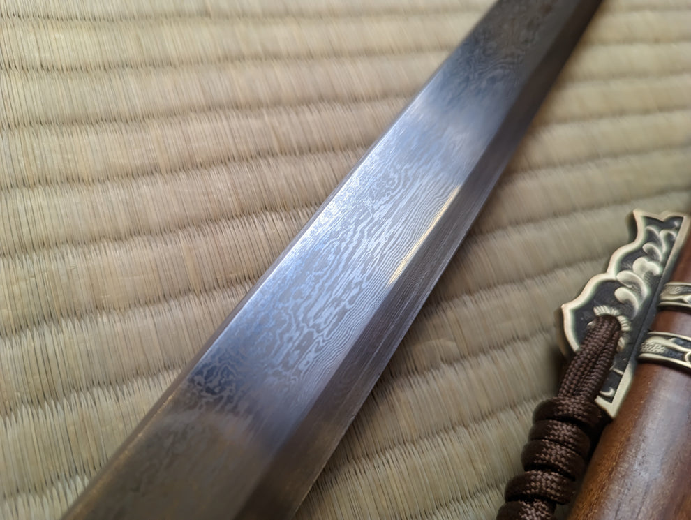 Jian - Phoenix Arms Tang Dynasty Damascus, Brass fittings – RVA Katana